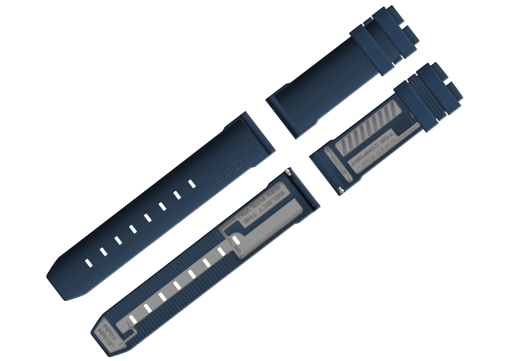 GT5-RG Grey Blue Rubber Watch Strap for GT – Mazzucato